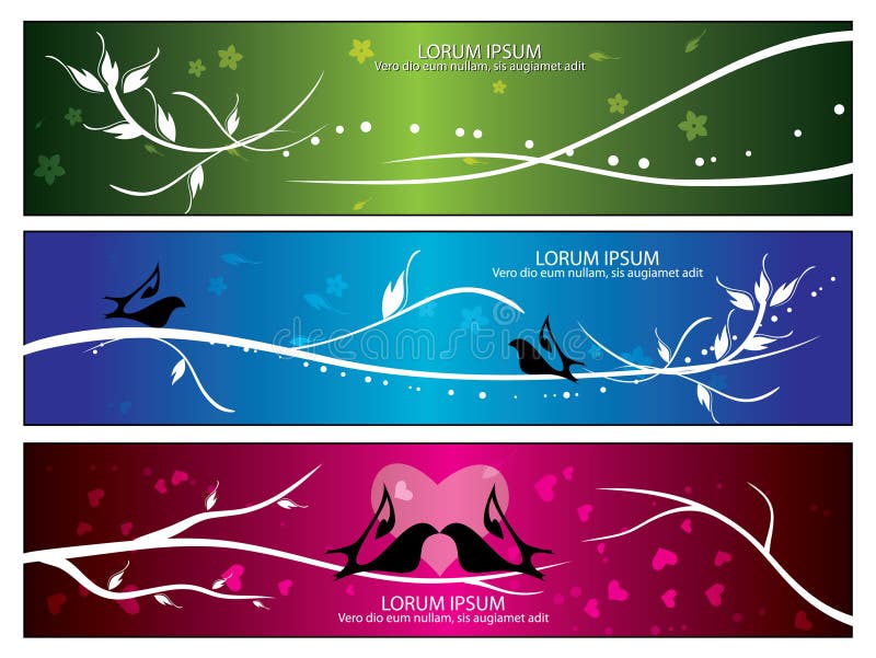 Vector Bird & Flora Banners Stock Vector - Illustration of design ...
