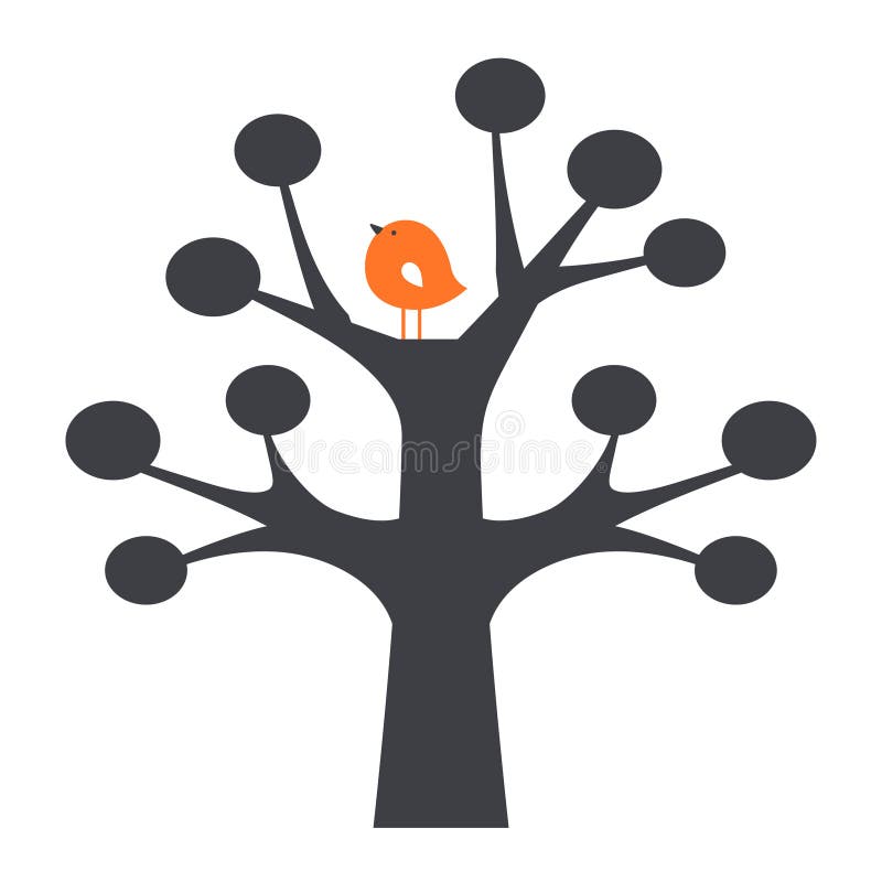 Vector bird and tree stock vector. Illustration of clumsy - 9269814