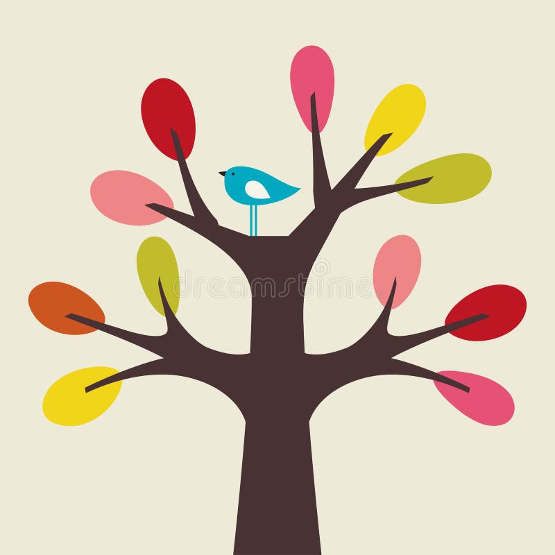 Vector bird and tree stock vector. Illustration of children - 9269799