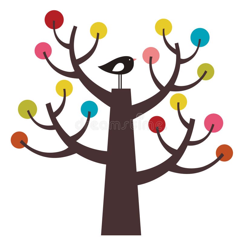 Vector bird and tree stock vector. Illustration of clumsy - 9269814