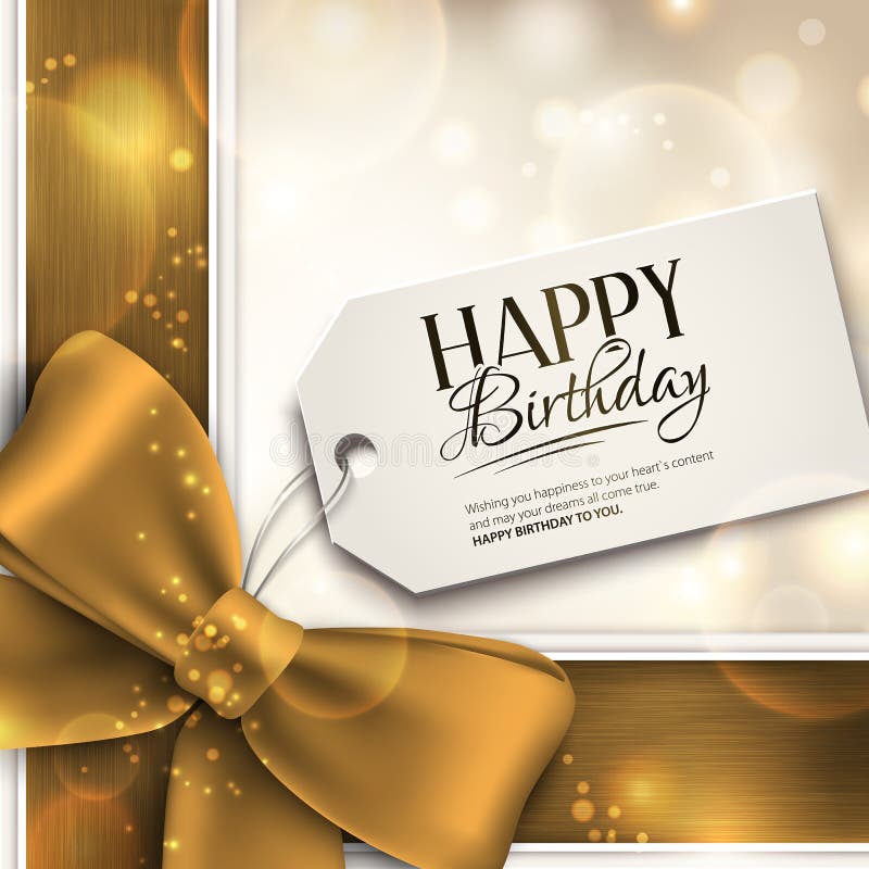 Vector Birthday Card with Ribbon and Birthday Text Stock Vector ...