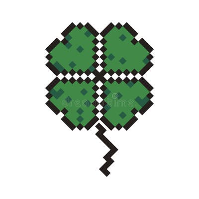 Vector 8 Bit Four Leaf Clover. Pixel Art Icon Stock Vector ...