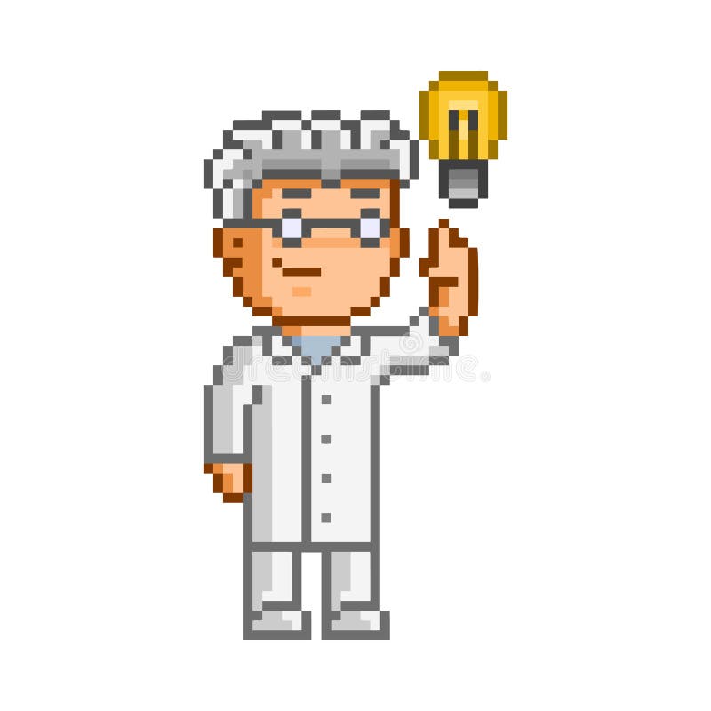Pixel Art Scientist Conducts a Scientific Experiment Stock Vector ...