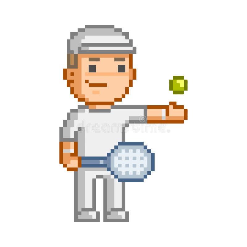 Vector 8-bit Pixel Art Tennis Player Stock Illustration - Illustration ...