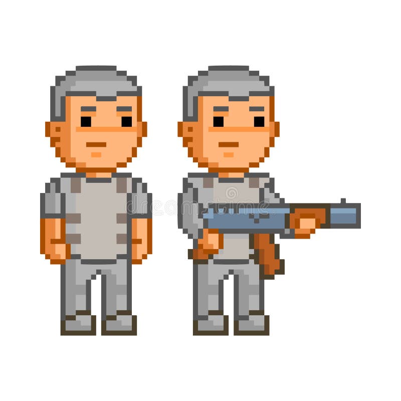 Vector 8 Bit Pixel Hero for Game Stock Illustration - Illustration of ...