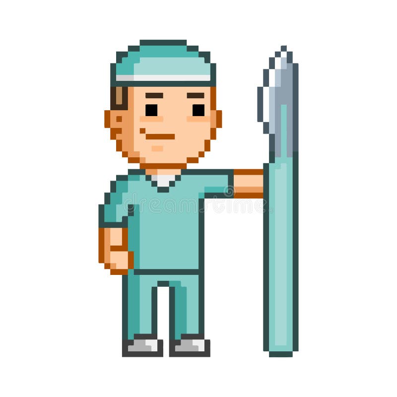 Vector 8 Bit Pixel Surgeon for Design Stock Illustration - Illustration ...