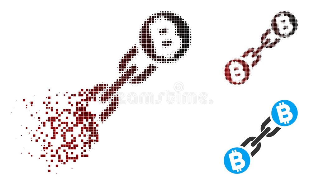 Dissolving Pixel Halftone Bitcoin Blockchain Icon Stock Vector ...