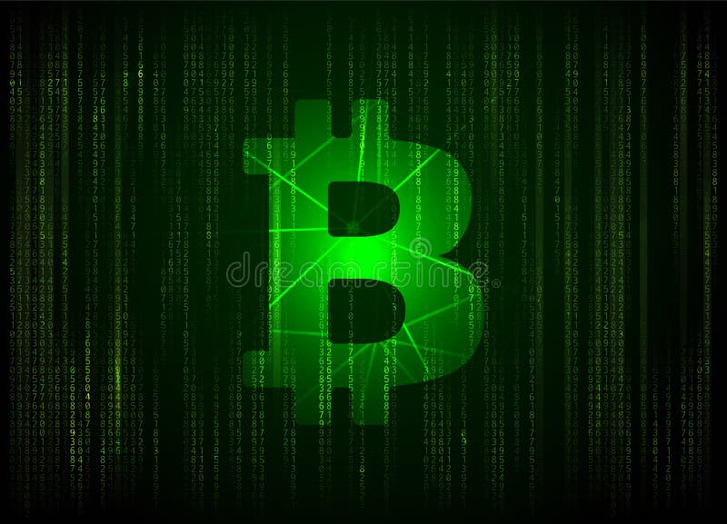 Vector Bitcoin Digital Currency Symbol on Abstract Big Data ...