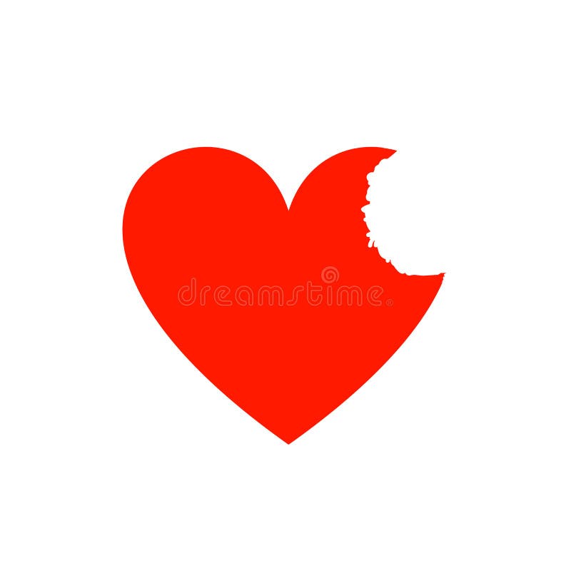 Vector Bite Heart, Red Color, Isolated on White Background Illustration ...