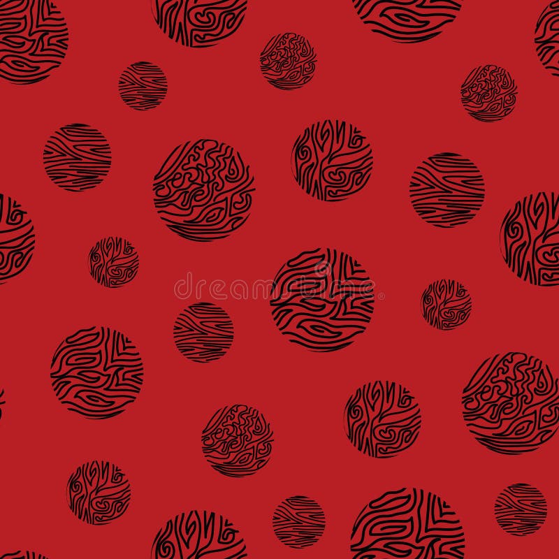 Vector Black White Circles on Red Seamless Repeat Pattern Stock Vector ...