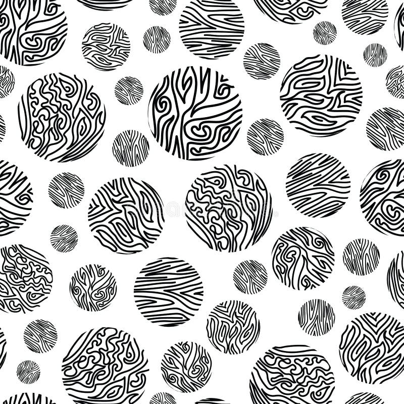 Vector Black Abstract Circles on White Seamless Repeat Pattern Stock ...