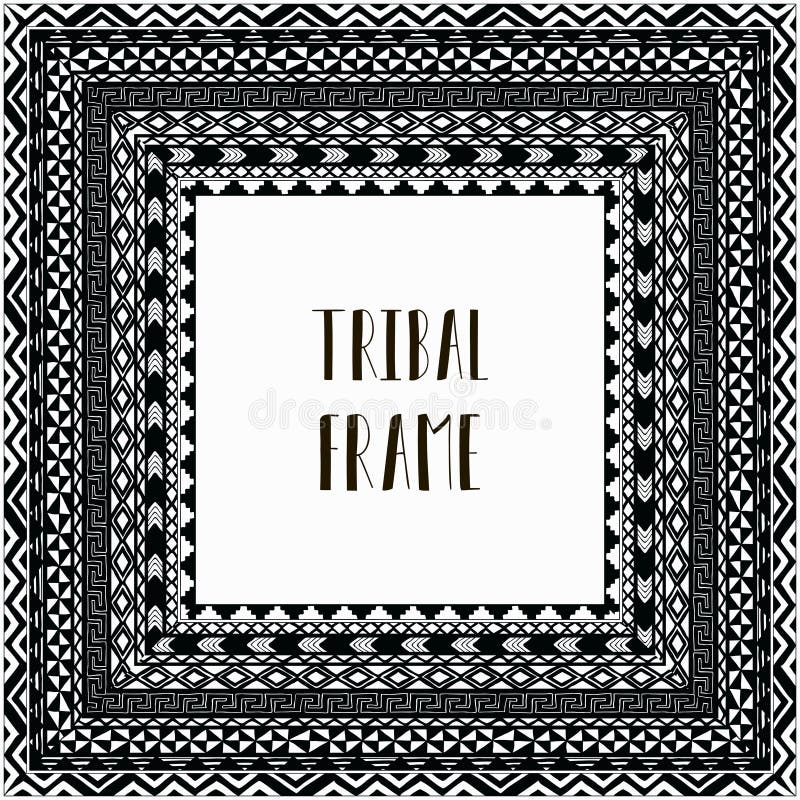 Vector Black Abstract Tribal Frame Stock Vector - Illustration of hand ...