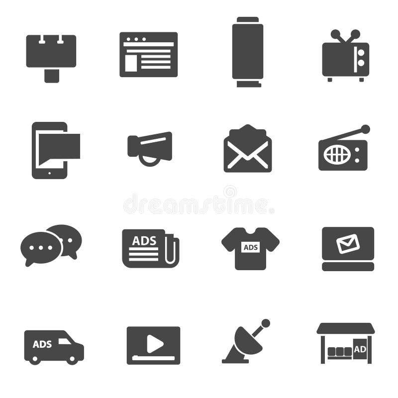 Vector Black Advertisement Icons Set Stock Illustration - Illustration ...