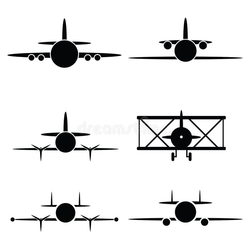Vector Black Airplane Icon Set Stock Vector - Illustration of modern ...