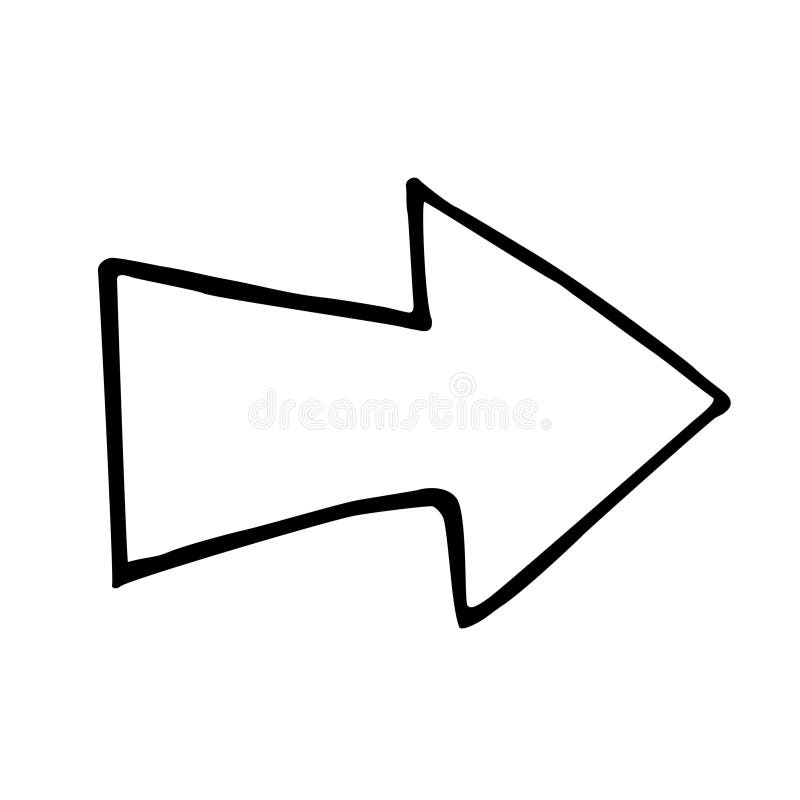 Vector Black Arrow Doodle Style Isolated on White Background Stock ...