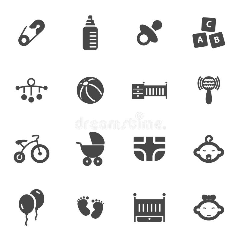 Vector Black Baby Icons Set Stock Illustration - Illustration of ...