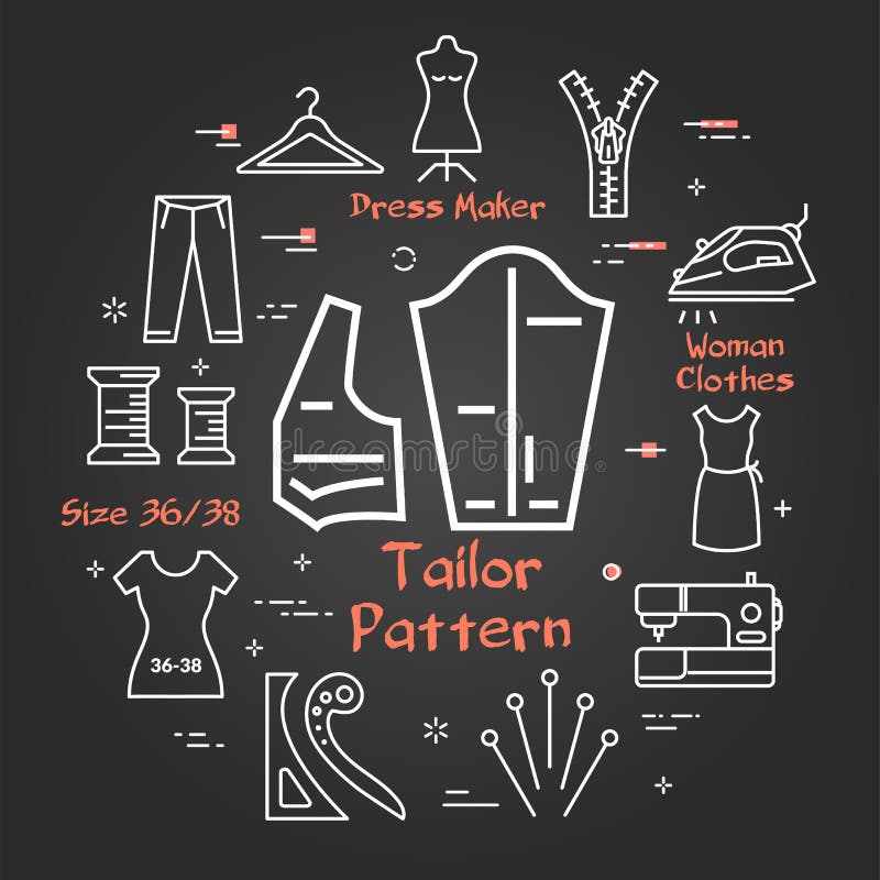 Vector Black Banner of Tailor and Sewing - Tailor Pattern Stock Vector ...