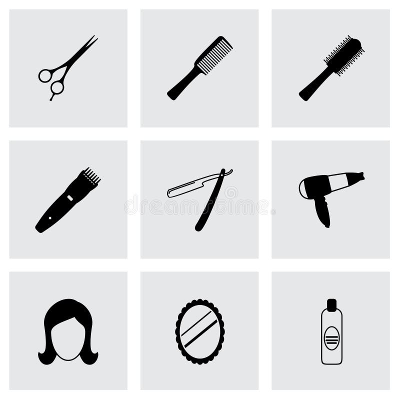 Barber Icons on Black Background Stock Vector - Illustration of shampoo ...