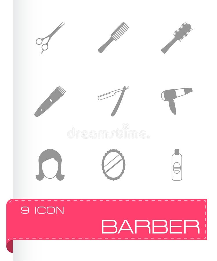 Barber Black White Vintage Icons Set Stock Illustrations – 748 Barber ...