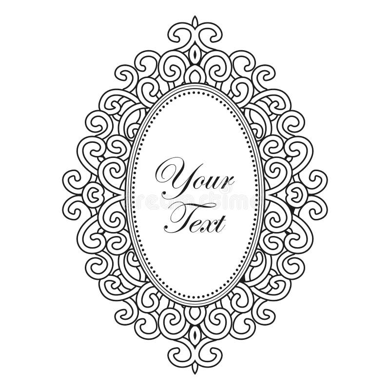 Vector Black Baroque Frame with Vertical Oval Ornament with Text ...