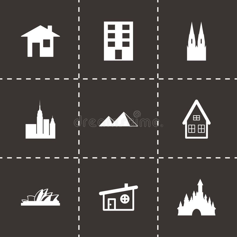 Vector Black Buildings Icons Set Stock Vector - Illustration of city ...