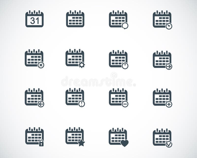 Vector Black Calendar; Icons Stock Illustration - Illustration of ...