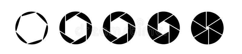 Vector Black Camera Shutter Icons Set Stock Illustration - Illustration ...