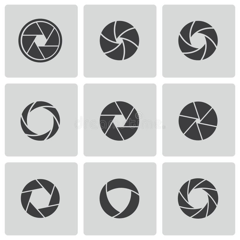 Vector Black Camera Shutter Icons Set Stock Vector - Illustration of ...