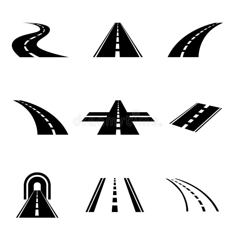 Vector Black Car Road Icons Set Stock Illustration - Illustration of ...