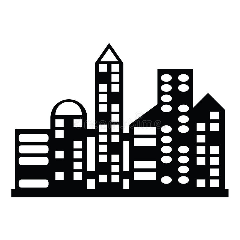 Vector Black City Icons Set Stock Vector - Illustration of city ...