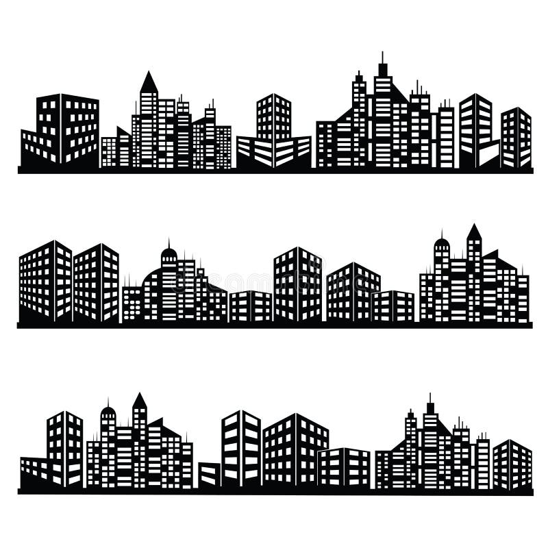 Vector Black City Icons Set Stock Vector - Illustration of city ...