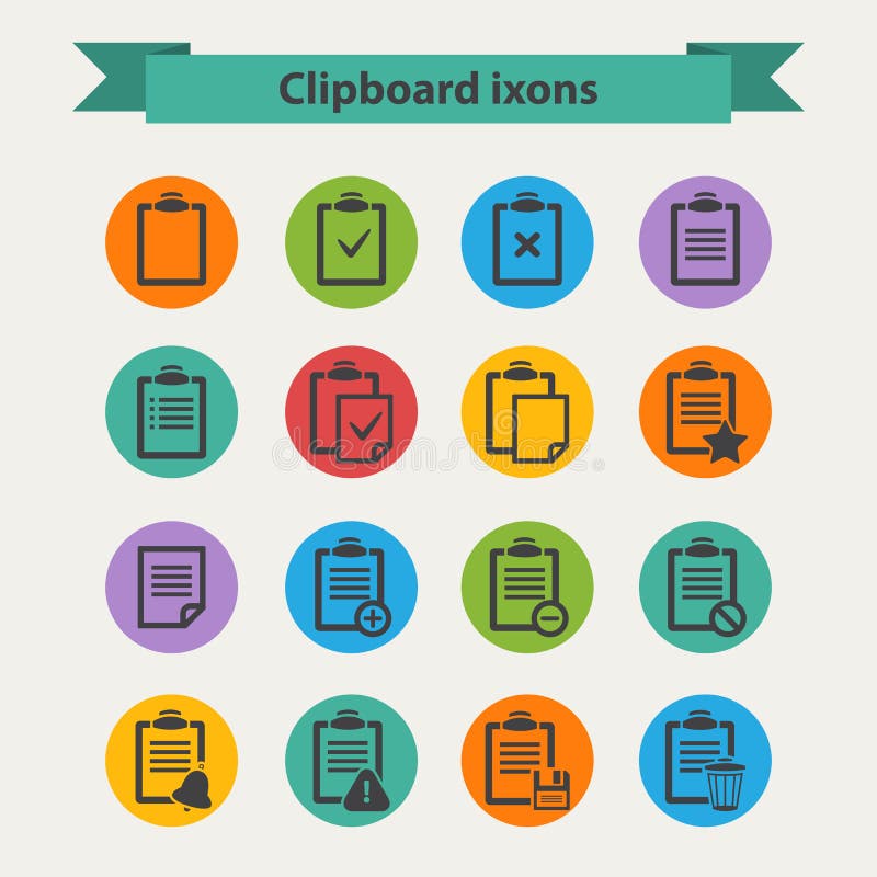 Vector Black Clipboard Icons Set in Flat Style Stock Vector ...