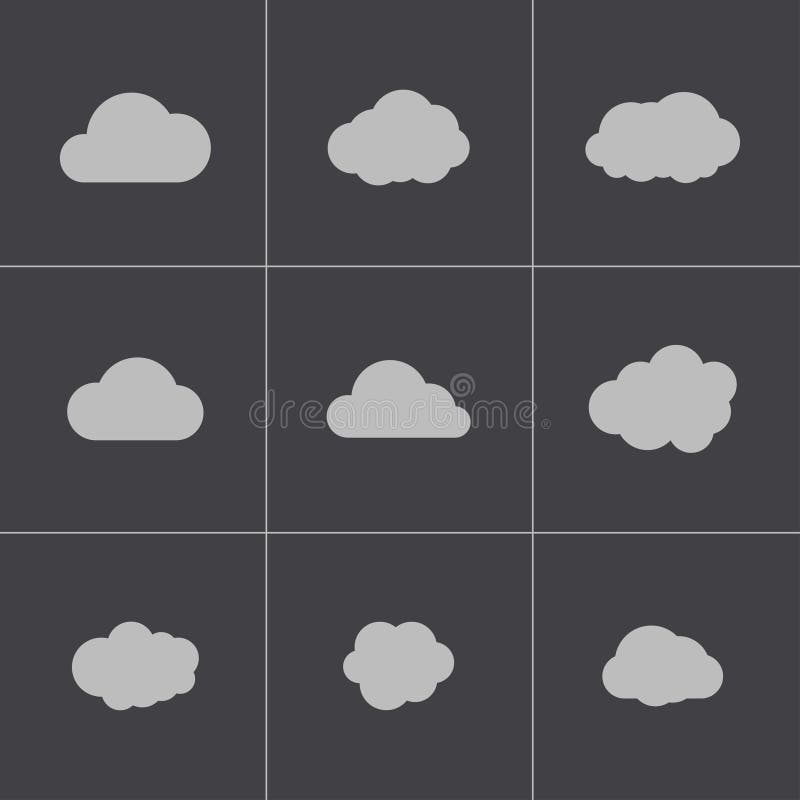 Vector Black Cloud Icons Set Stock Vector - Illustration of sign ...