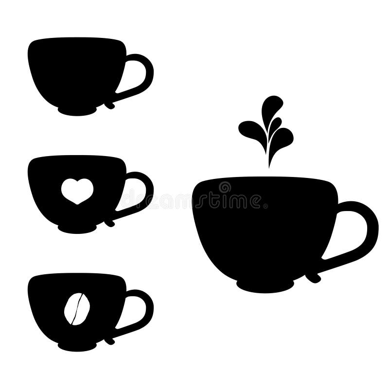 Vector Black Coffee Icons Set Isolated on White. Stock Illustration ...