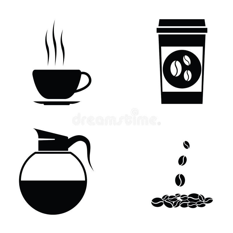 Vector Black Coffee Icons Set Stock Vector - Illustration of elements ...