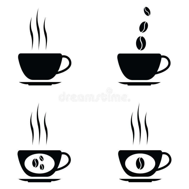 Vector Black Coffee Icons Set Stock Vector - Illustration of pictogram ...
