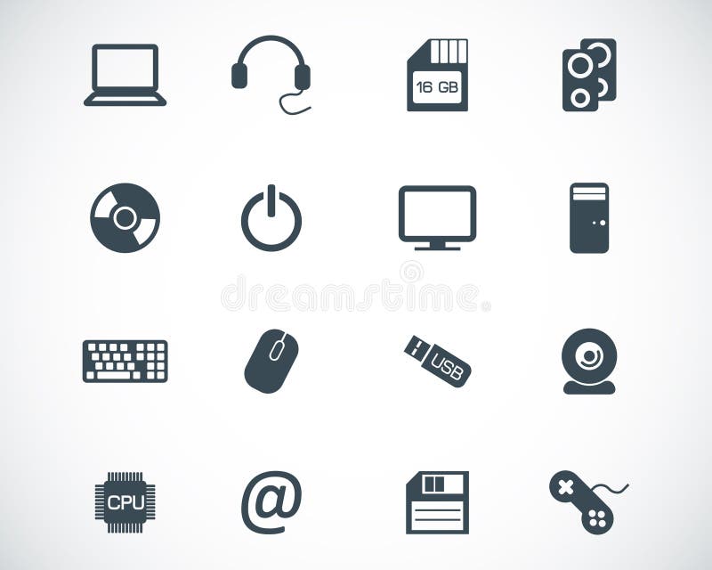 Vector Black Computer Icons Stock Illustration - Illustration of ...