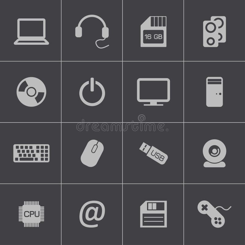 Vector Black Computer Icons Set Stock Vector - Illustration of sign ...