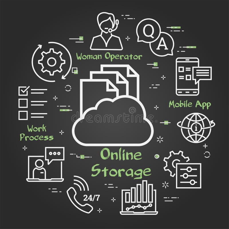 Vector Black Concept of Online Support - Files in Cloud Storage Icon ...