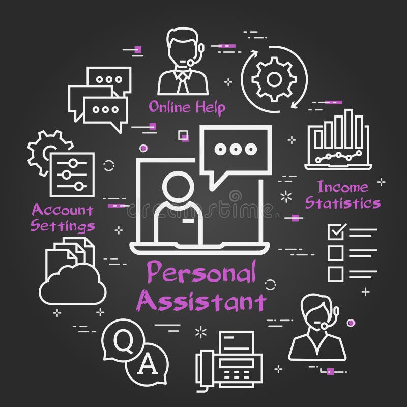Vector Black Concept of Online Support - Personal Assistant Icon Stock ...