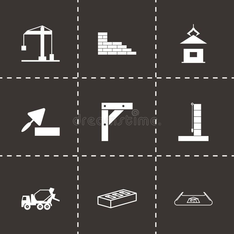 Vector Black Construction Icons Set Stock Vector - Illustration of icon ...