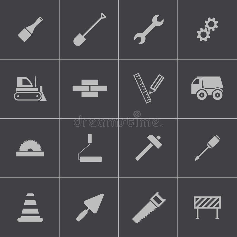 Vector Black Construction Icons Set Stock Vector - Illustration of ...