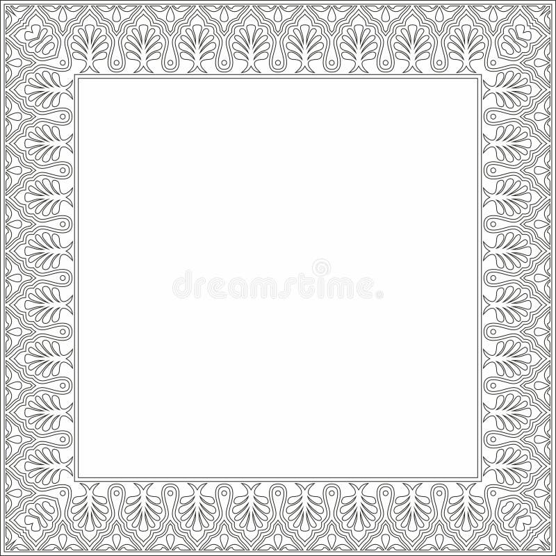Vector Black Contour Square National Indian Ornament. Stock Vector ...