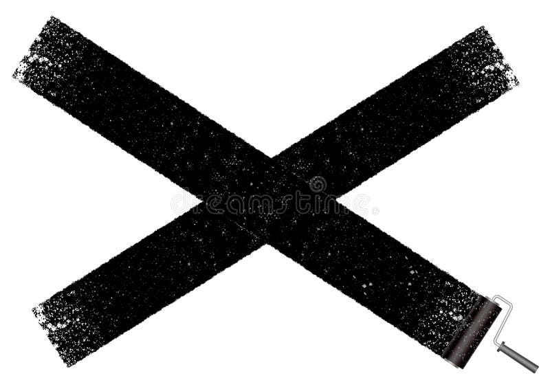 Vector Cross Mark Painted with a Paint Roller Isolated on a White ...