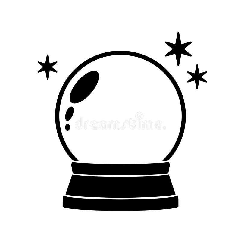 Vector Black Crystal Ball Icon on White Stock Vector - Illustration of ...