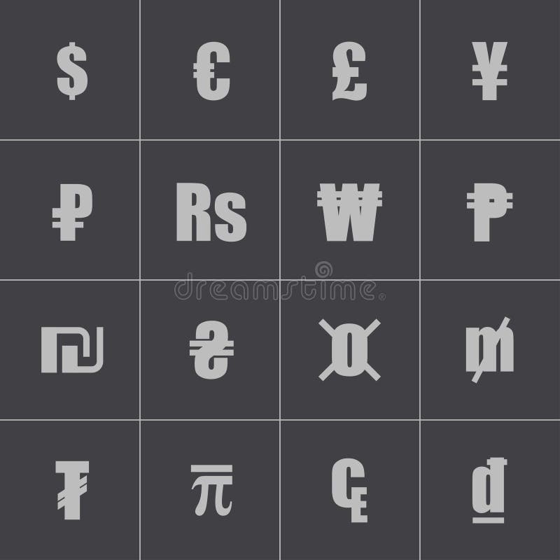 Vector Black Currency Symbols Set Stock Vector - Illustration of colon ...