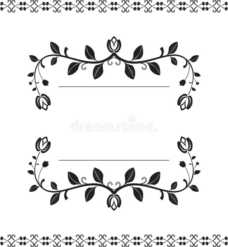 Vector Black Decorative Vertical Frame Border with Vintage Floral ...