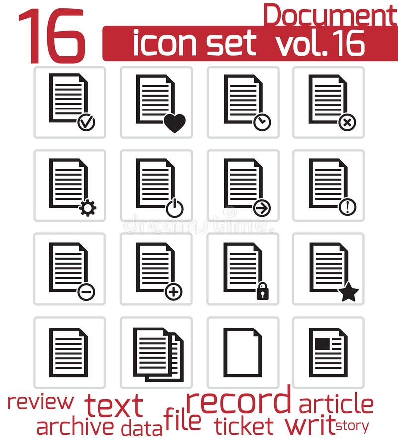 Vector Black Document Icons Stock Illustration - Illustration of arrow ...