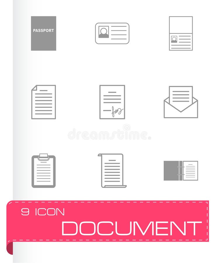 Vector Black Document Icons Set Stock Vector - Illustration of page ...