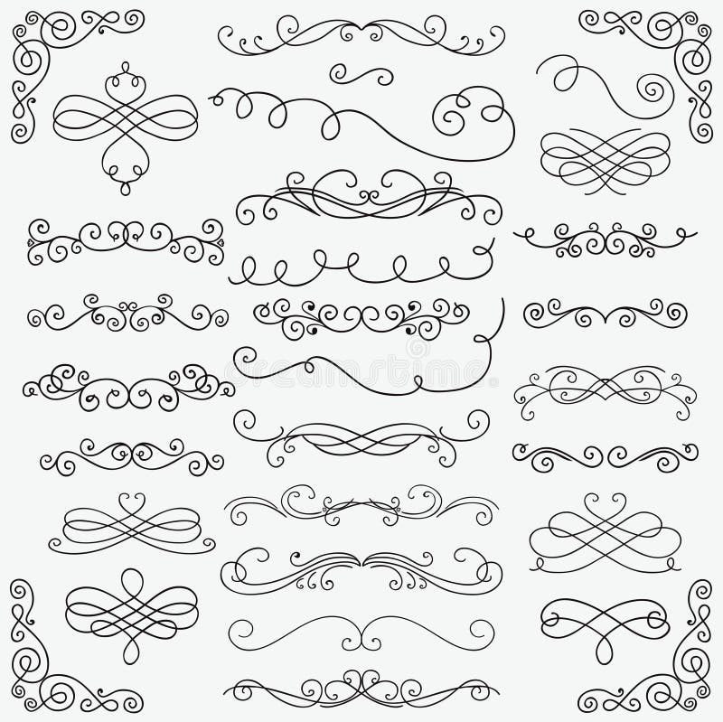 Vector Black Doodle Hand Drawn Swirls Collection Stock Vector ...